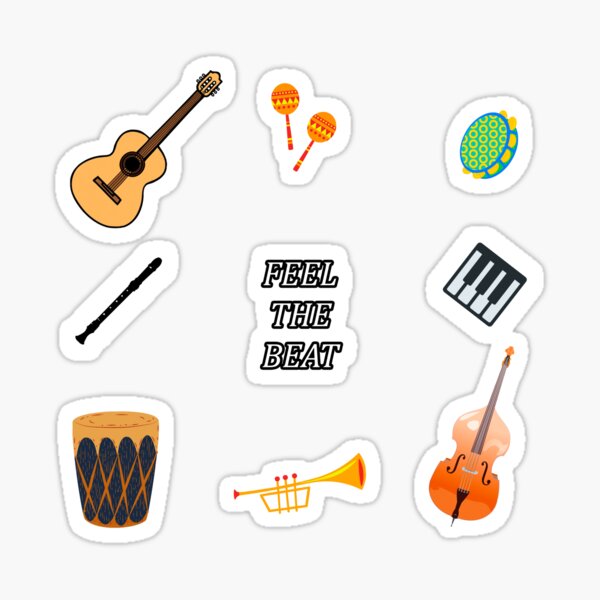 "Musical Instruments and Feel the beat" Sticker by janraydesigns ...