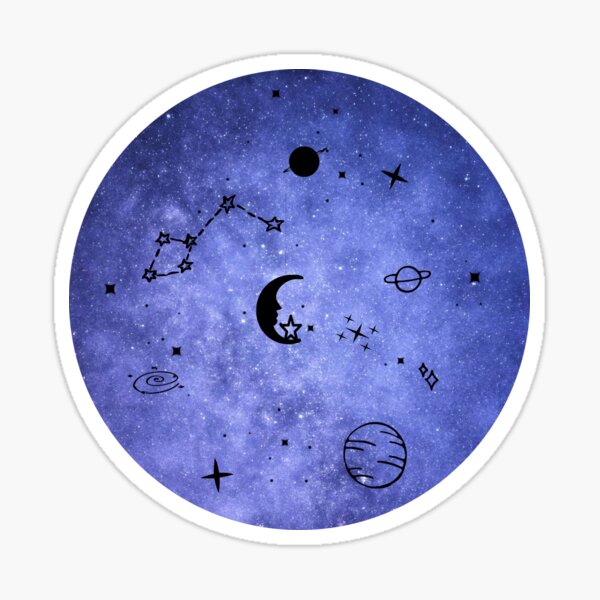 "Galaxy with planets, stars and moon" Sticker for Sale by VividTribebyT ...
