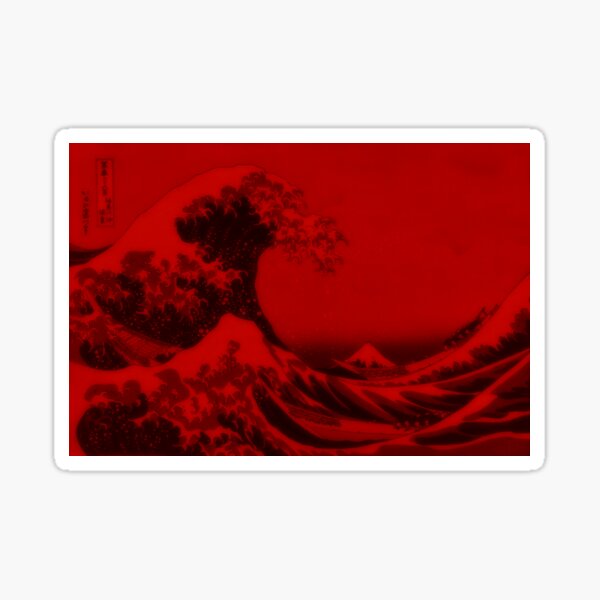"Great Wave off Kanagawa - RED" Sticker for Sale by vulkx-store | Redbubble