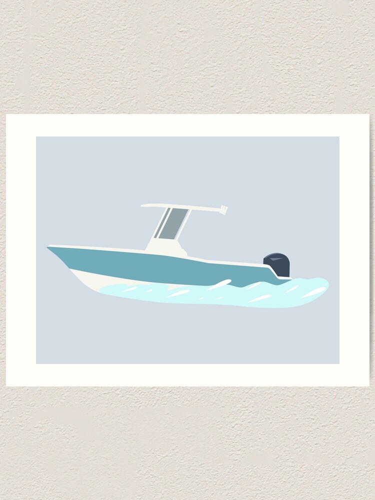 "Blue Center Console Boat" Art Print by itswillharris | Redbubble