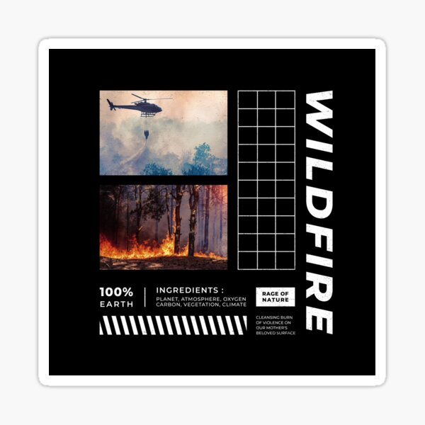 "Wildfire Rage of Nature Burning" Sticker by BRKFT | Redbubble