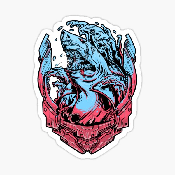 "Shark Attack" Sticker by Wachi-A | Redbubble