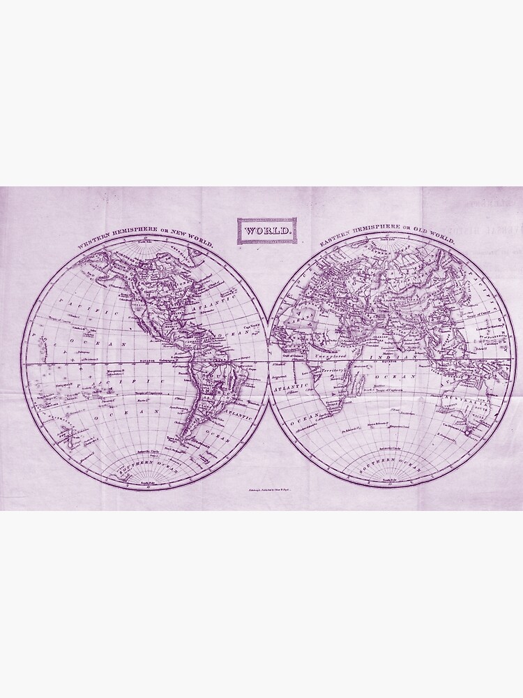 "Vintage Map of The World (1857) White & Purple " Poster for Sale by ...