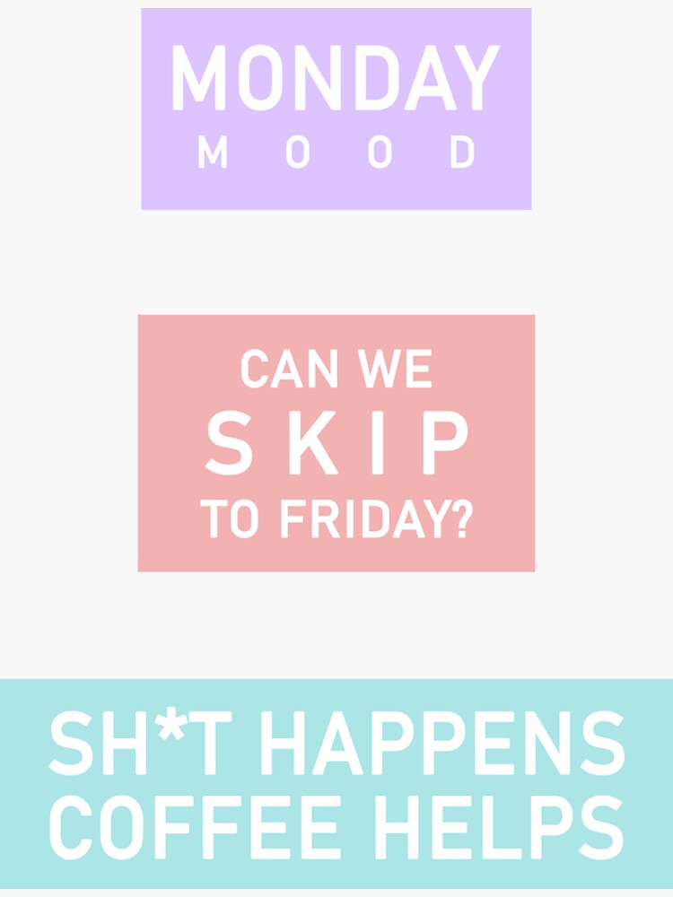 "cute monday mood sticker set" Sticker for Sale by preshbkk | Redbubble