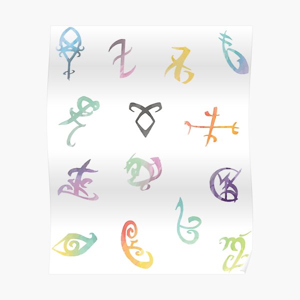 Watercolor Runes Poster For Sale By Cyborgfirelord Redbubble