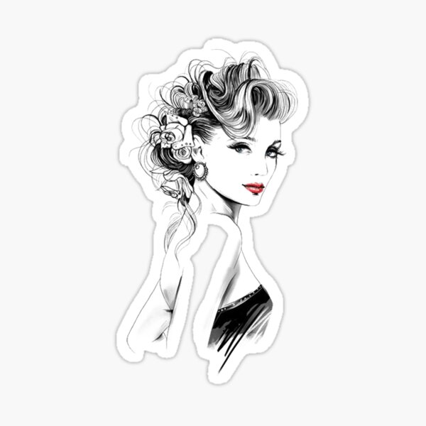 "Realistic Beautiful Woman Art" Sticker for Sale by Cat2D | Redbubble