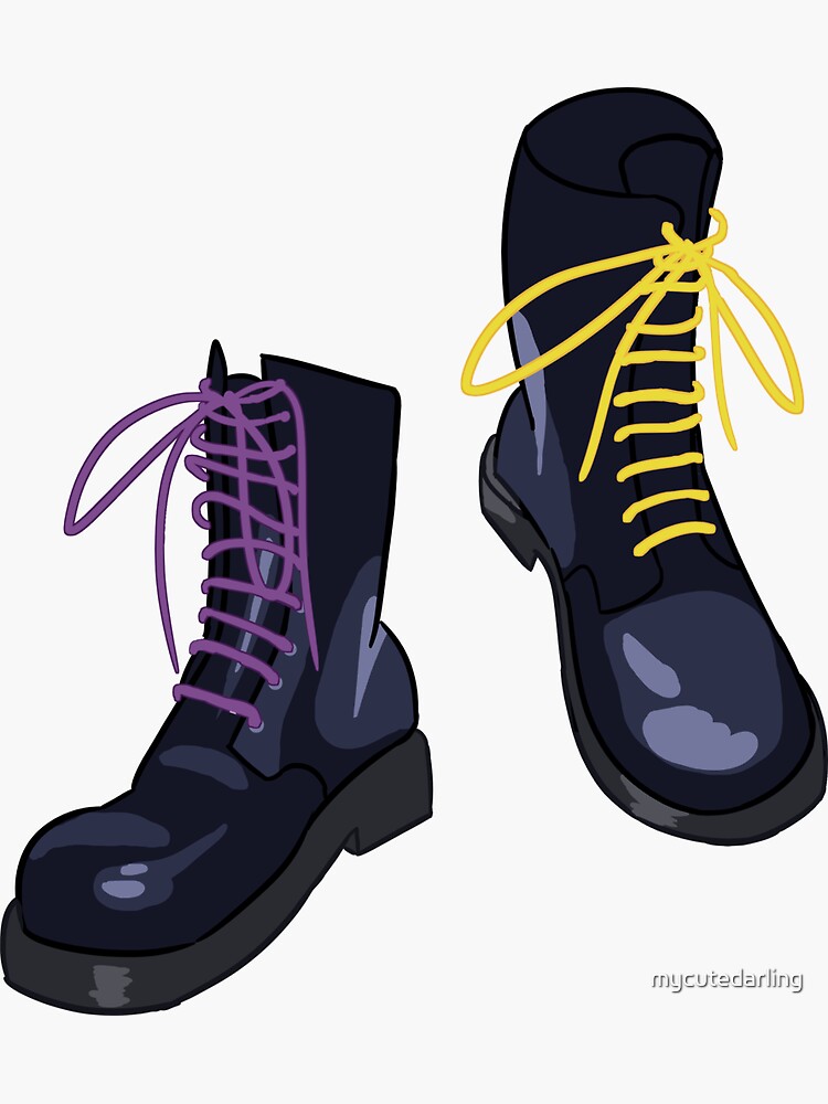 "Purple and Yellow Laced Doc Martens" Sticker for Sale by mycutedarling ...