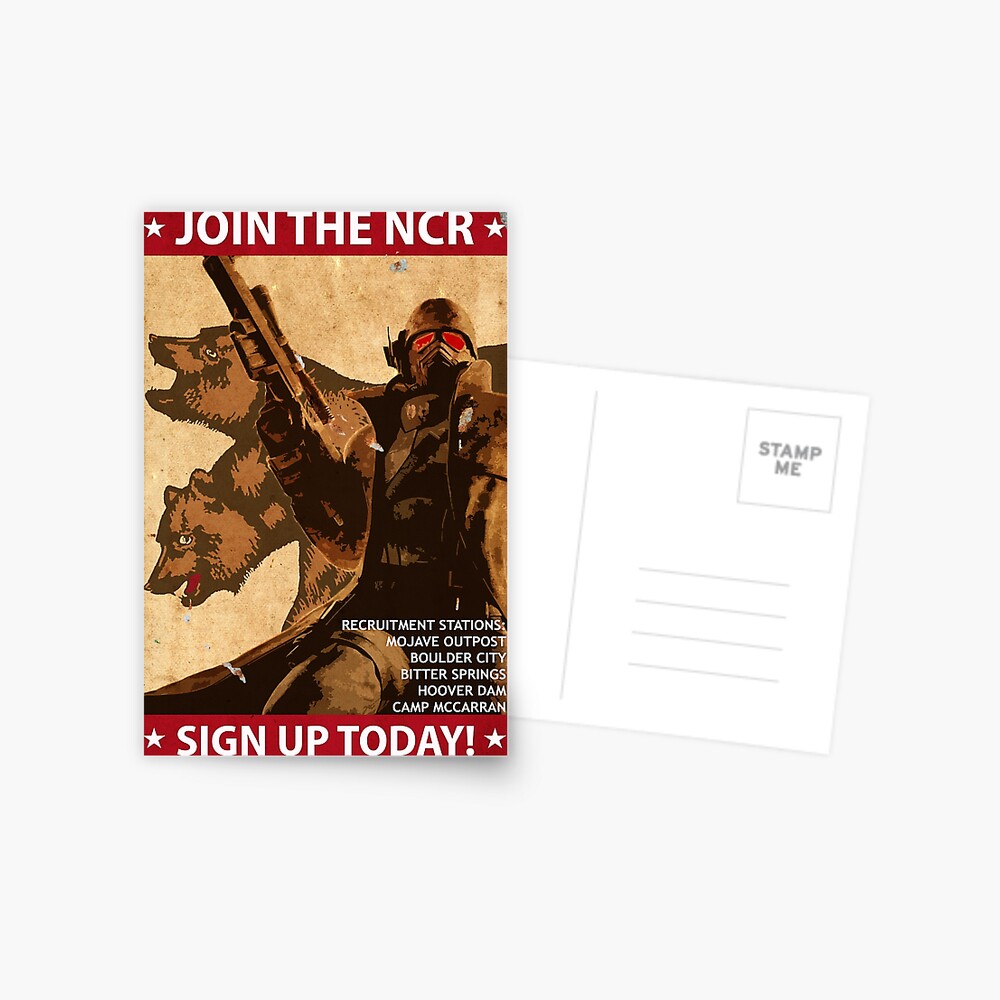 "Fallout New Vegas Join The NCR Propaganda Artwork" Postcard for Sale ...