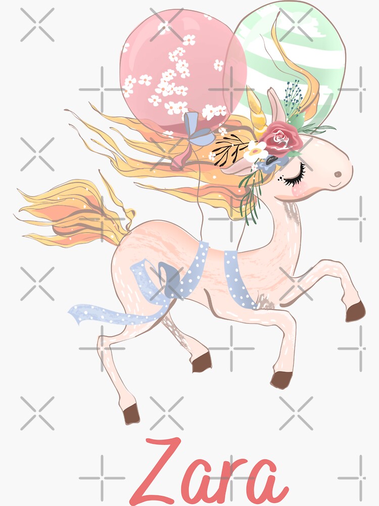 "Zara Carrousel Horse Girls Name " Sticker by melbournegirl | Redbubble