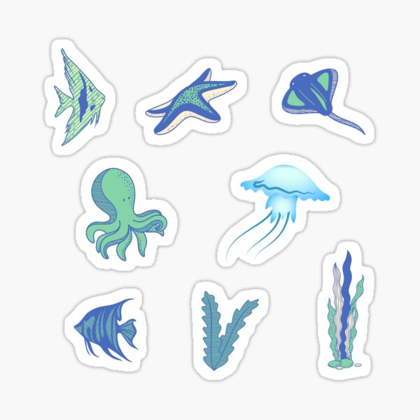 "aquatic life sticker pack" Sticker for Sale by Ashi17 | Redbubble