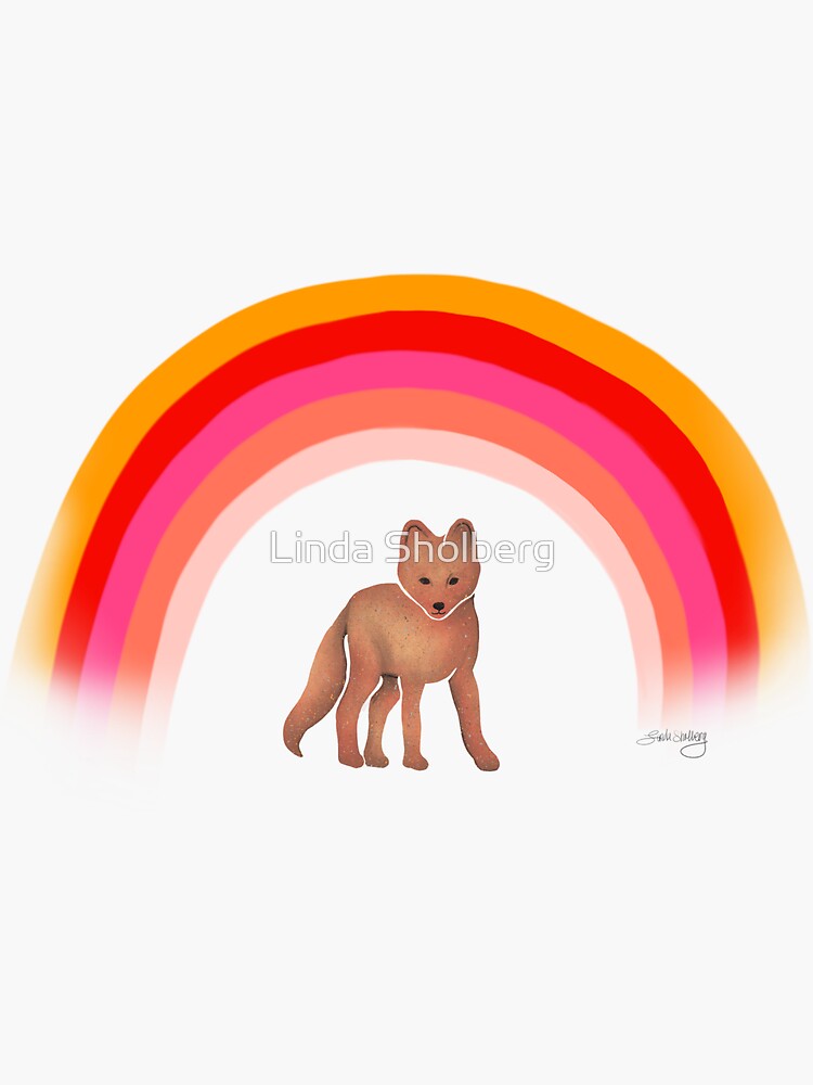 "Fox with Colorful Rainbow by Linda Sholberg" Sticker for Sale by ...