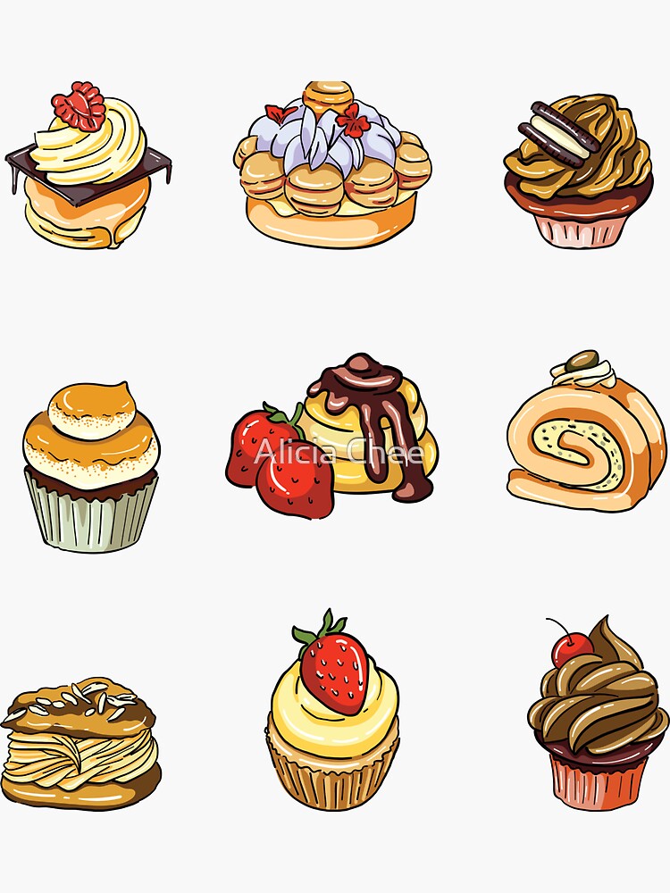 "Assorted Caramel and Vanilla Cakes Pack" Sticker for Sale by ...