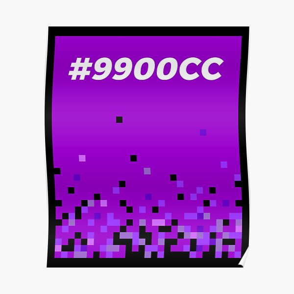 "Hex Code Pixel Art Color Block Purple #9900CC" Poster for Sale by ...