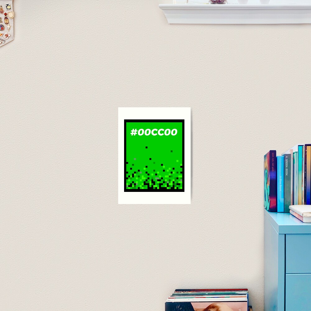 "Hex Code Pixel Art Color Block Green #00CC00" Art Print by ...
