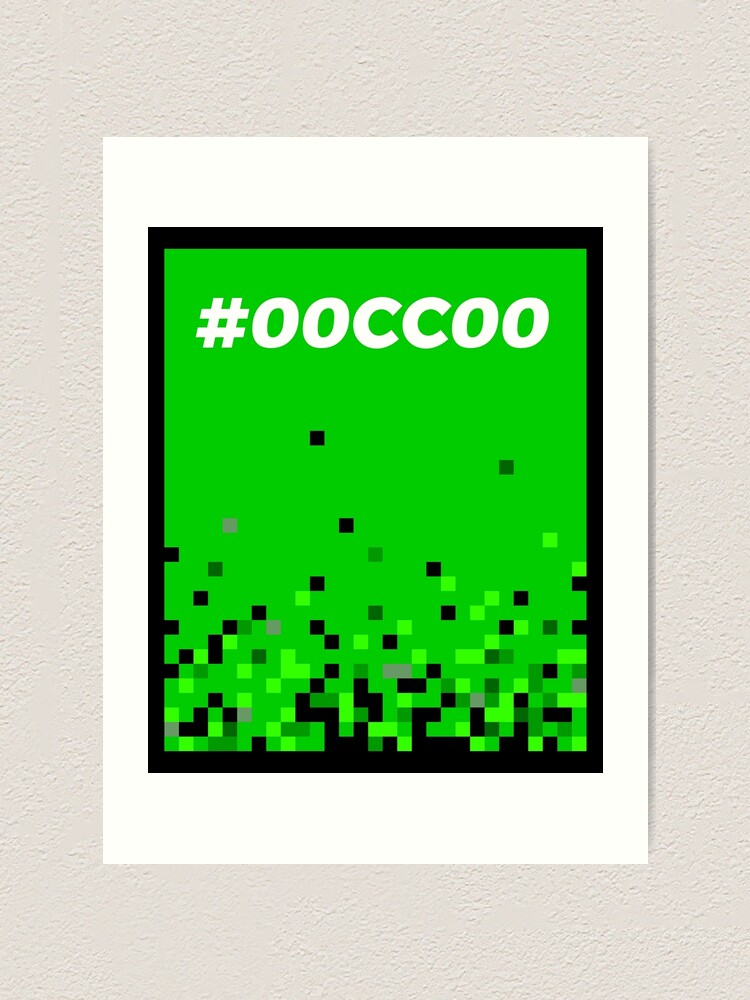 "Hex Code Pixel Art Color Block Green #00CC00" Art Print by ...