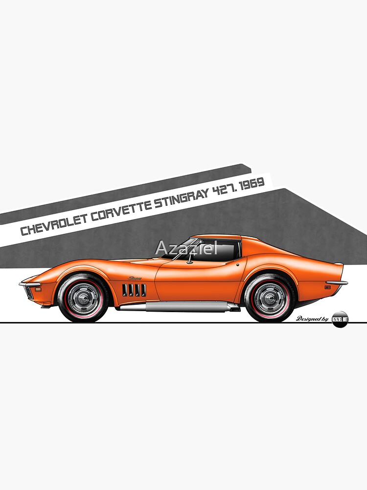 "Chevrolet Corvette ( C3 ) Stingray 427 ( Monaco Orange )" Sticker for ...