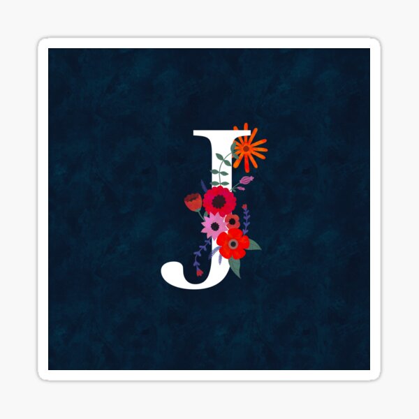 "Floral Monogram Illustrated Letter Art J Initial" Sticker for Sale by ...