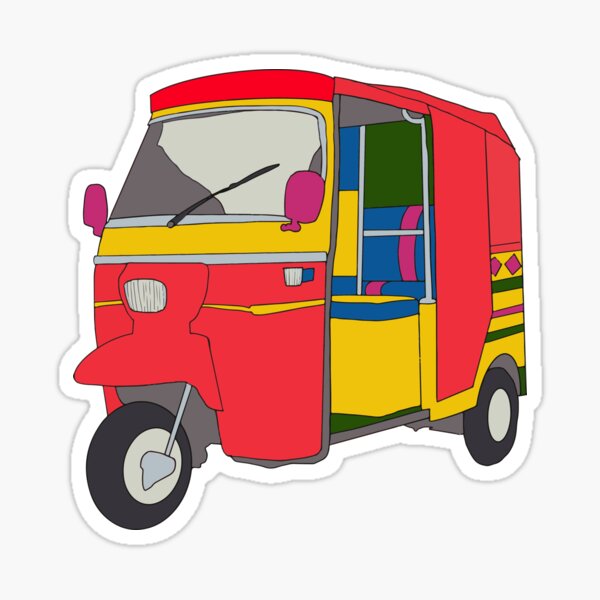 "Rickshaw design on black" Sticker for Sale by Samina-Jose | Redbubble