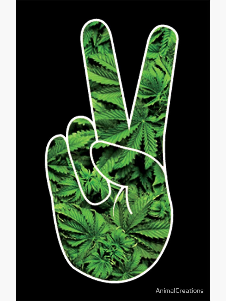 "Cannabis Peace Sign Fingers" Sticker for Sale by AnimalCreations ...
