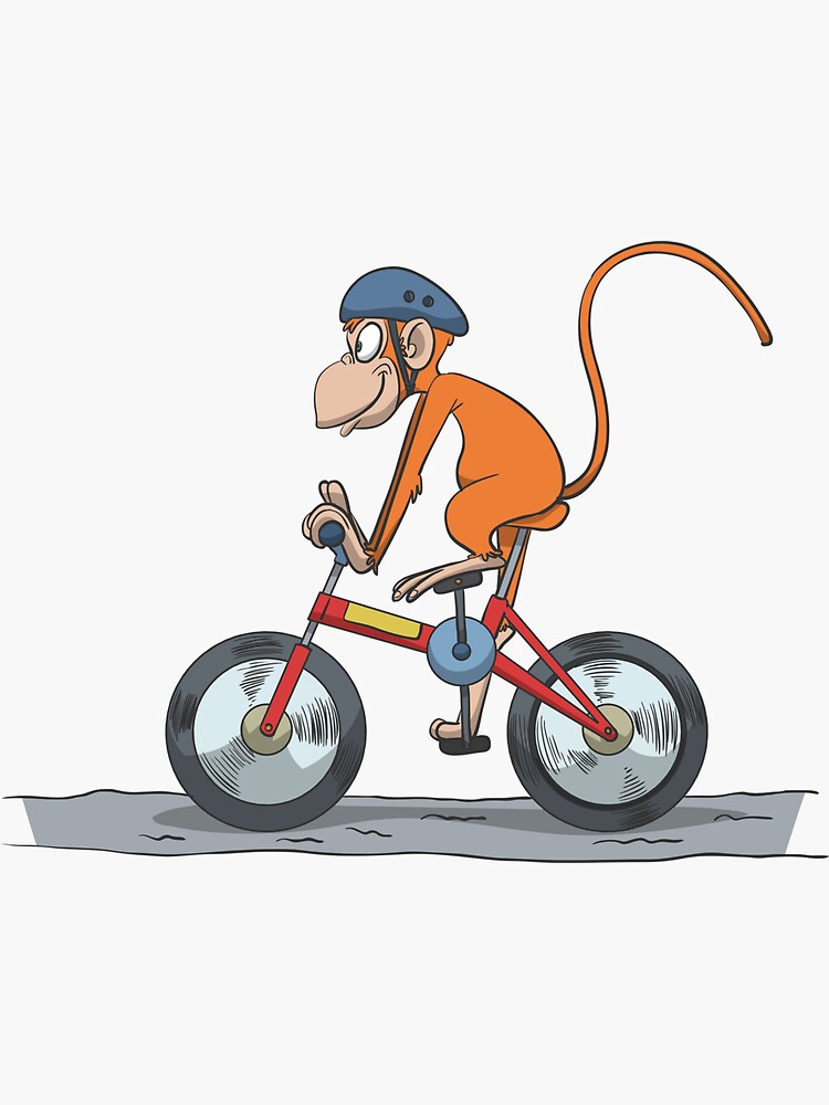 "Bicycle cyclist monkey with helmet" Sticker for Sale by ansgarhugo ...