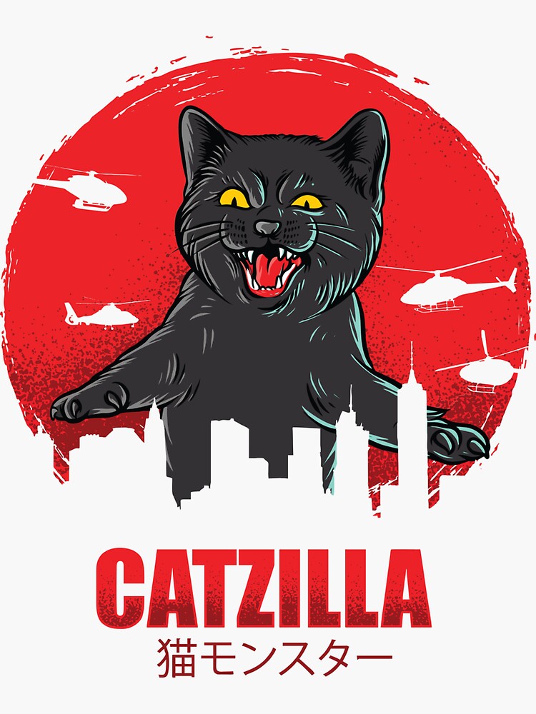 "Evil funny Catzilla" Sticker for Sale by Funicon | Redbubble