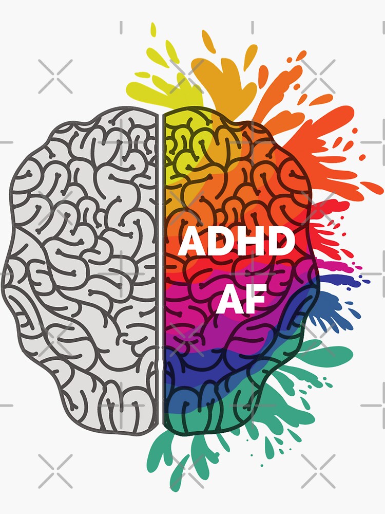 "ADHD AF" Sticker by littlehapa | Redbubble