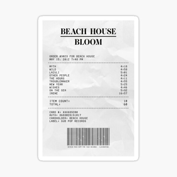 "bloom album receipt" Sticker for Sale by claireefobi | Redbubble