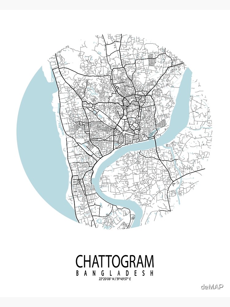 Lámina fotográfica «Mapa de la ciudad de Chattogram de Bangladesh ...
