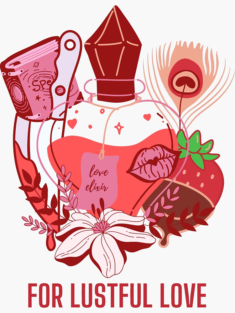 "love elixir for lustful love" Sticker for Sale by avocadissimo | Redbubble