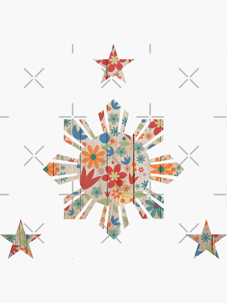 "Flower Filipino Flag 3 Star and Sun" Sticker for Sale by FilipinoMerch ...