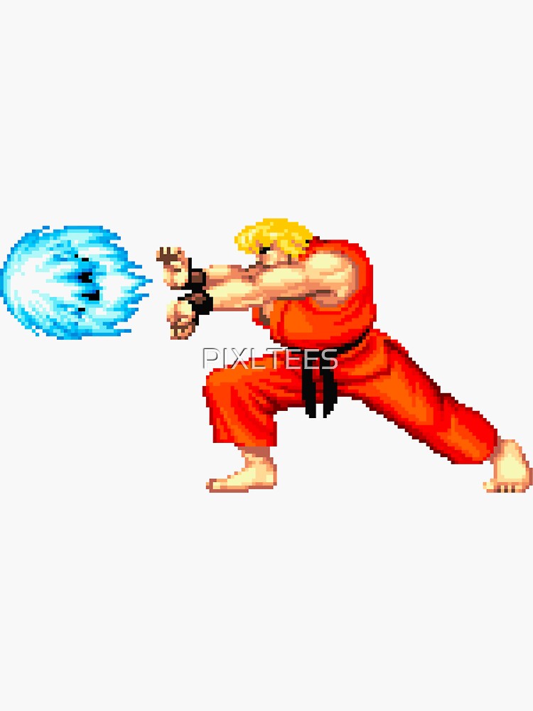 "KEN FIREBALL ATTACK" Sticker by PIXLTEES | Redbubble