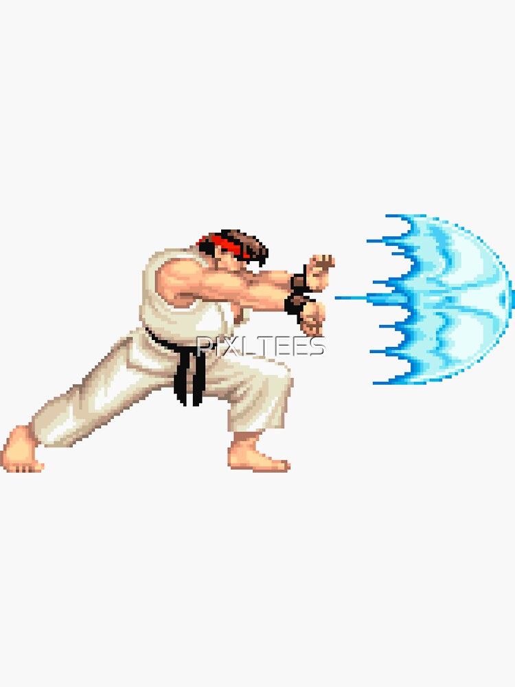 "RYU FIREBALL ATTACK" Sticker by PIXLTEES | Redbubble