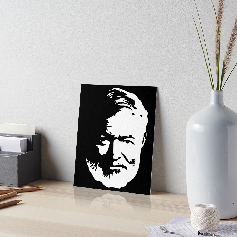 "Ernest Hemingway minimalist white silhouette" Art Board Print by ...