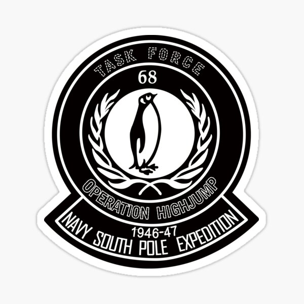 "Task Force 68 ─ 'Operation Highjump' (Black & White version)" Sticker ...