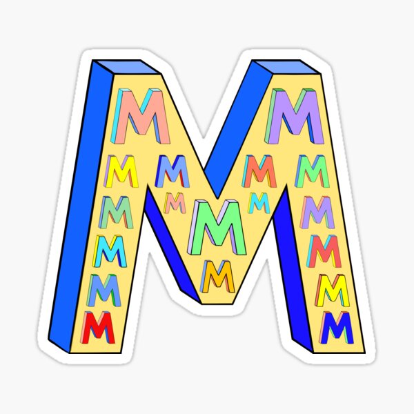 "Big Letter M, Little Letter Ms (yellow and blue)" Sticker for Sale by ...