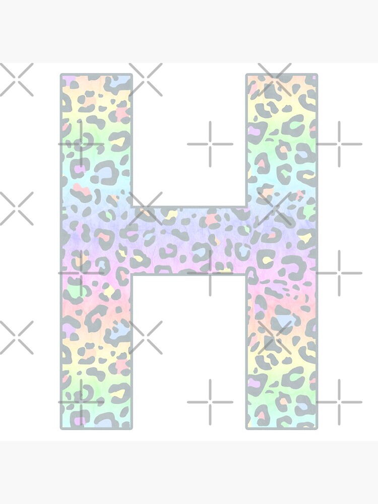 "The Letter H - Monogram in Pastel Rainbow Leopard Print" Poster by ...
