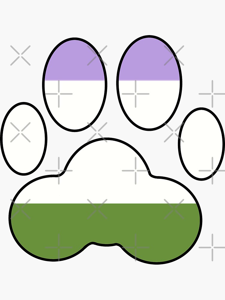 Lgbt Pride Paws Genderqueer Sticker By Echoskyart Redbubble
