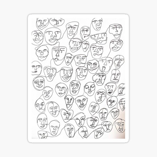 "Many Faces Sticker" Sticker by rilemmaart | Redbubble