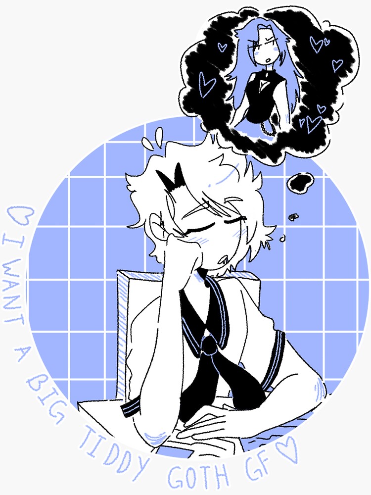 ""I Want A Big Tiddy Goth GF" Anime Cartoon" Sticker for Sale by ...