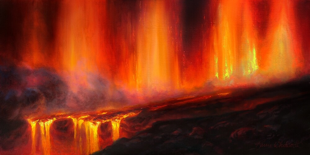 "Erupting Kilauea Volcano on the Big Island of Hawaii - Lava Curtain ...