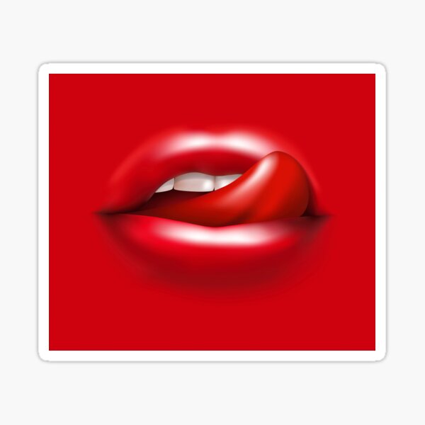 "Red lips, open mouth with tongue" Sticker by Sirenedesiles | Redbubble