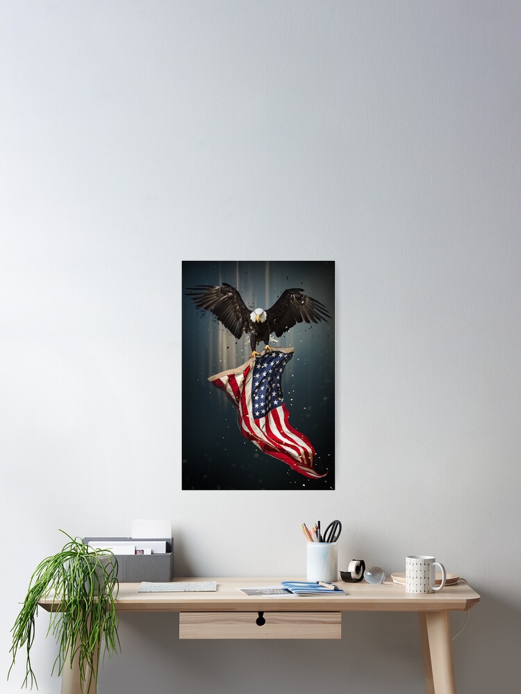 "Bald Eagle American Flag" Poster for Sale by questadesigns | Redbubble