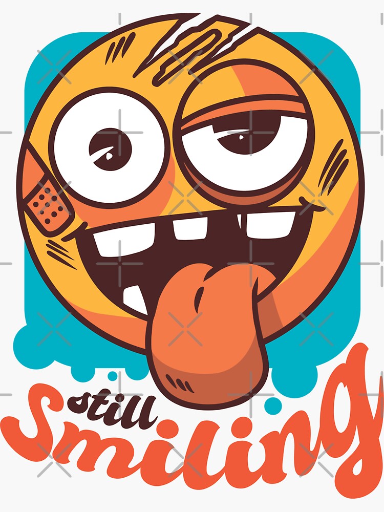 "Still smiling Funny emoji" Sticker for Sale by turbineur | Redbubble