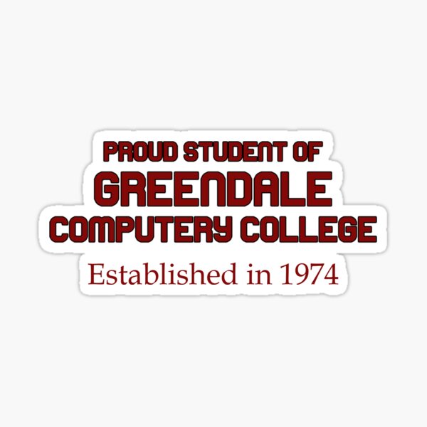 "Greendale Computery College" Sticker by TheShowShop1 | Redbubble