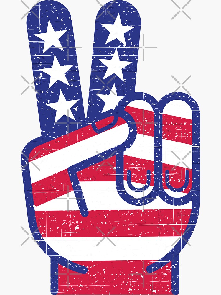 "American Flag Peace Hand Sign" Sticker for Sale by Sinfamous | Redbubble