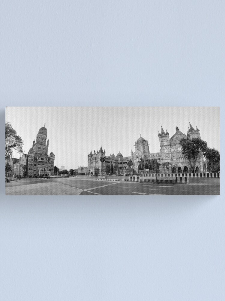 "Victoria Terminus, now CSMT (VT) station and BMC building in black and ...