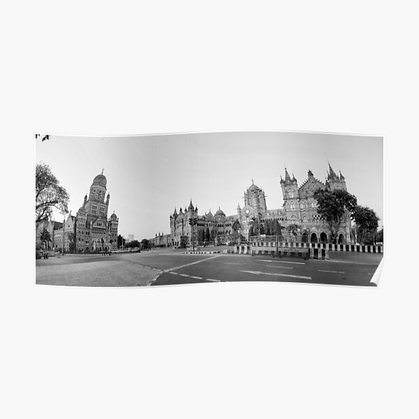 "Victoria Terminus, now CSMT (VT) station and BMC building in black and ...
