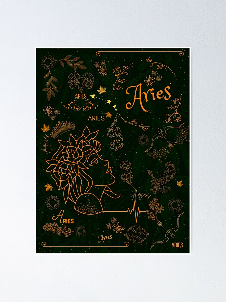 "Emerald Green Aries Sign Zodiac Horoscope Design" Poster by ...