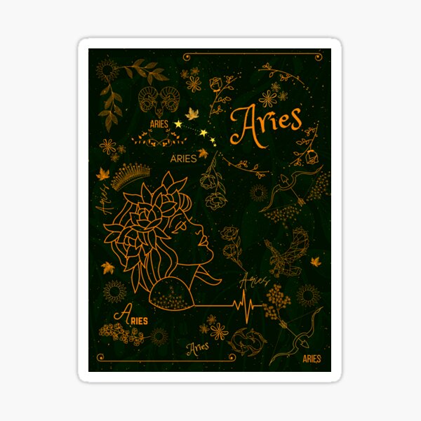 "Emerald Green Aries Sign Zodiac Horoscope Design" Sticker for Sale by ...