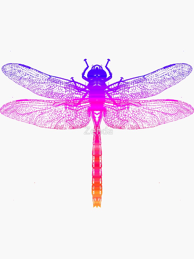 "Psychedelic Colorful Dragonfly" Sticker for Sale by Zehda | Redbubble